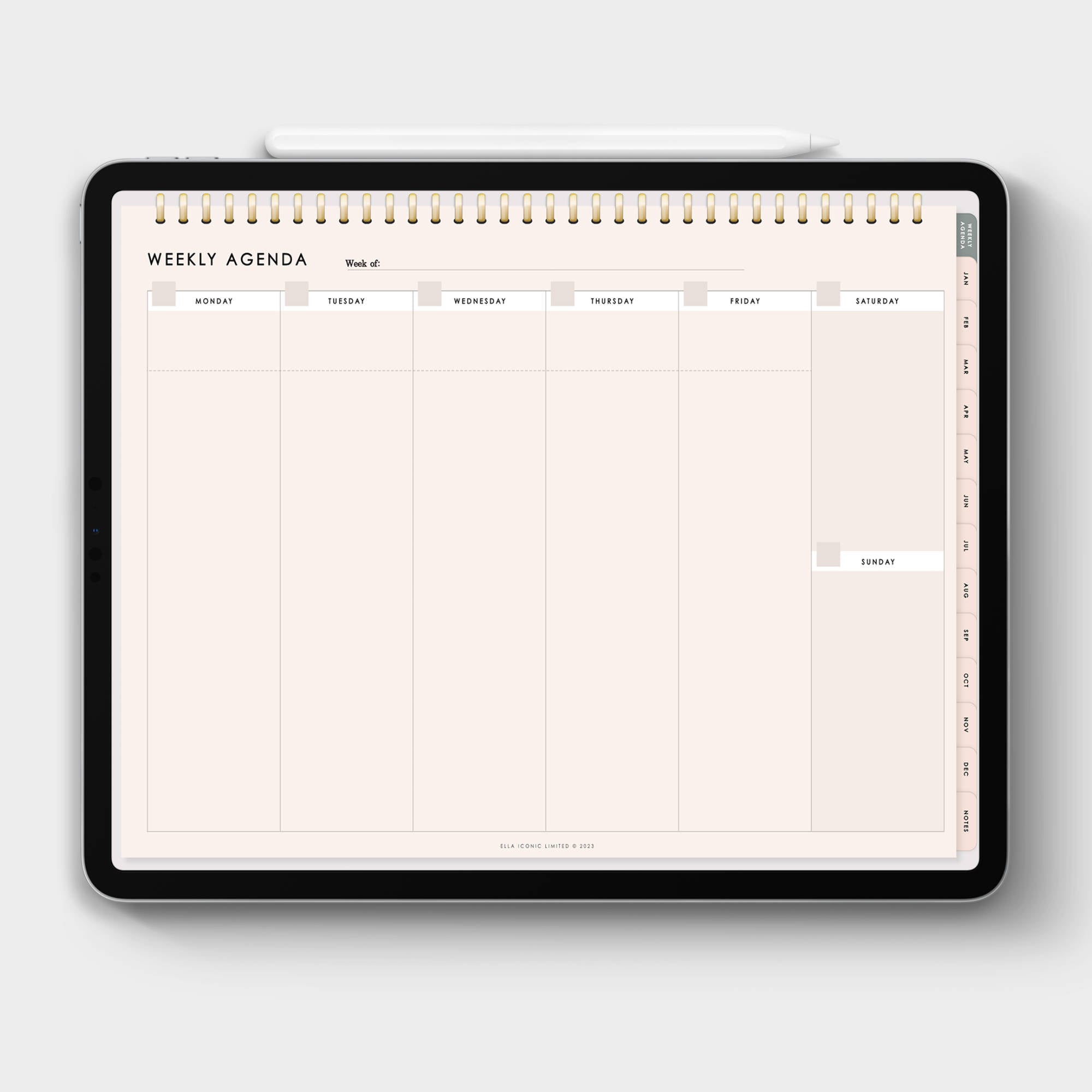Digital Undated Weekly Agendas for GoodNotes App | iOS – ellaiconic®