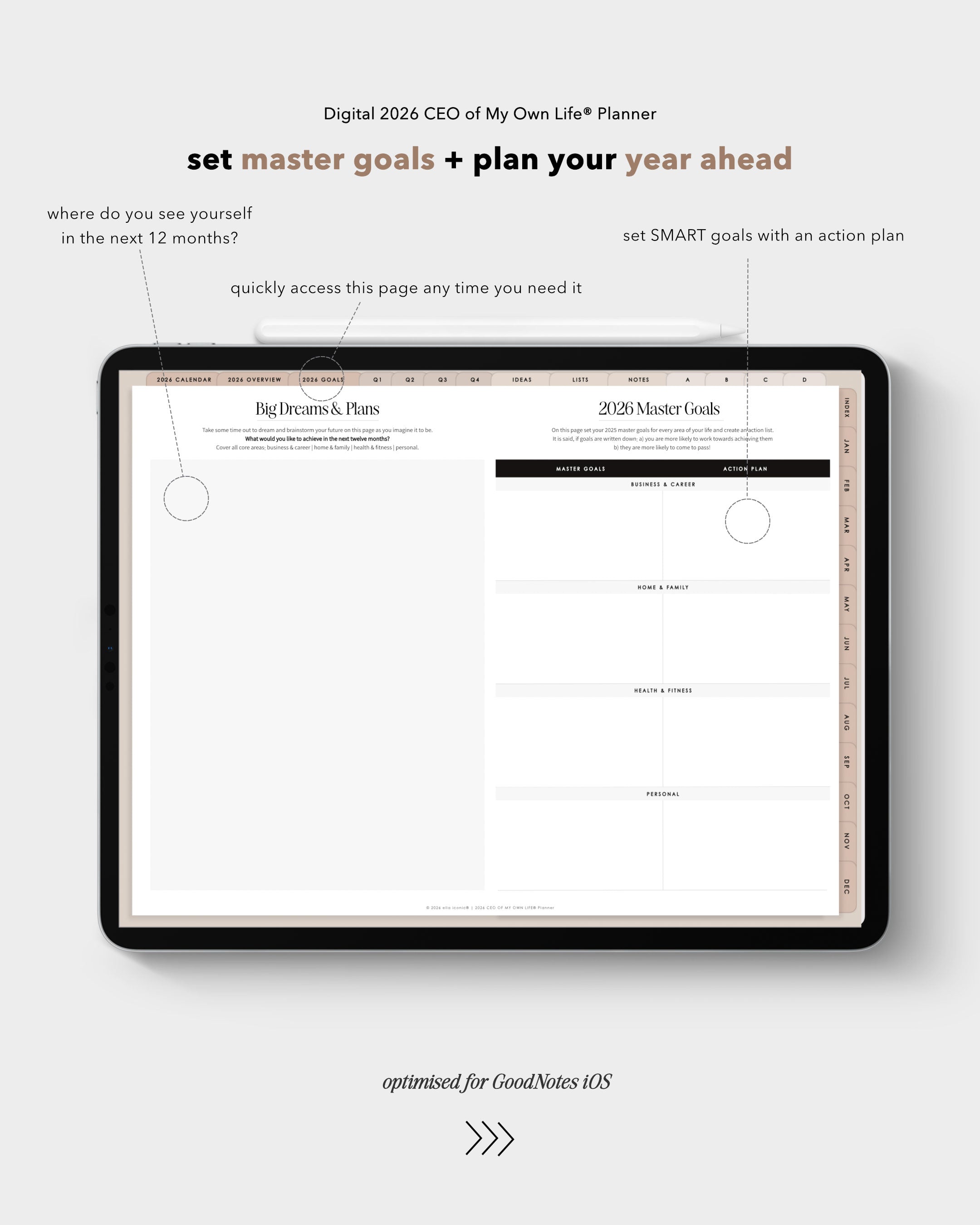 The Ultimate Digital 2026 Life Planner for GoodNotes iOS – ellaiconic®
