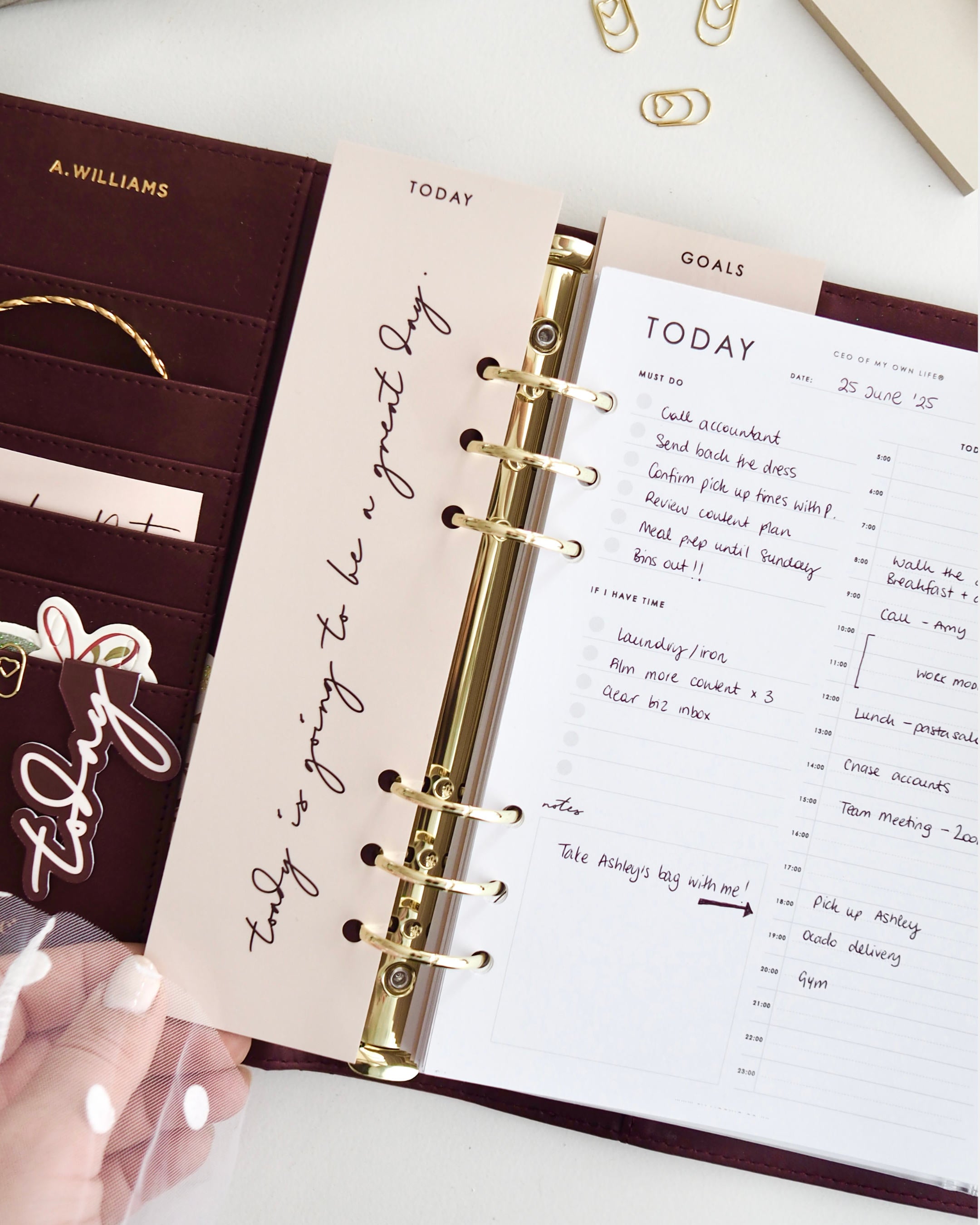Blush 'Today' Planner Page Marker for A5 6-Ring Binders – ellaiconic®