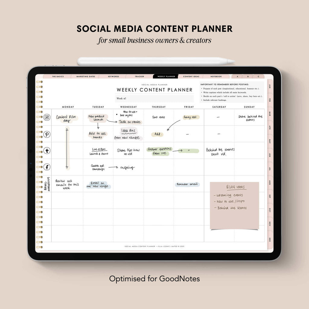 Digital Social Media Content Planner • GoodNotes | iPad – ellaiconic®