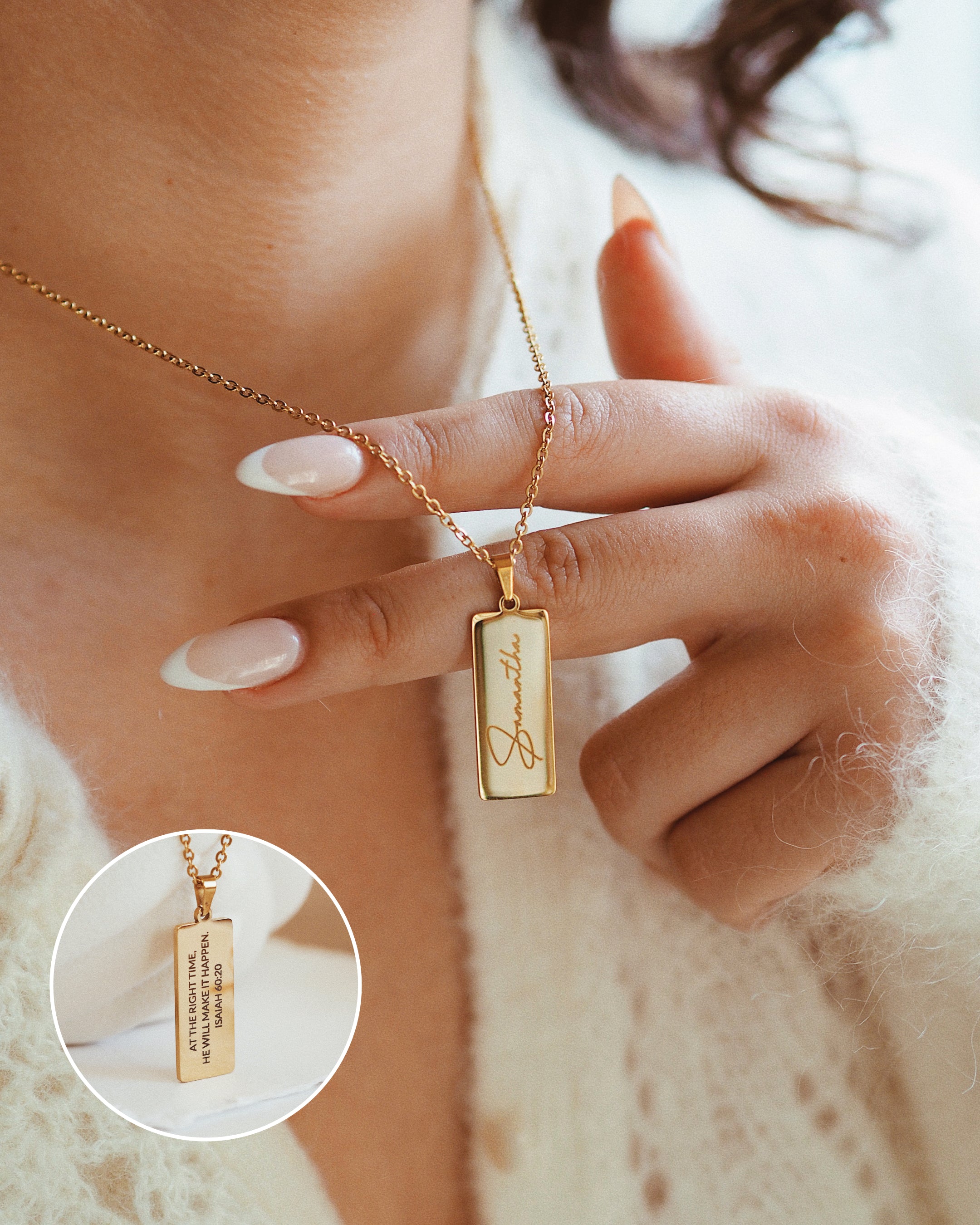 Double sided engraved necklace store