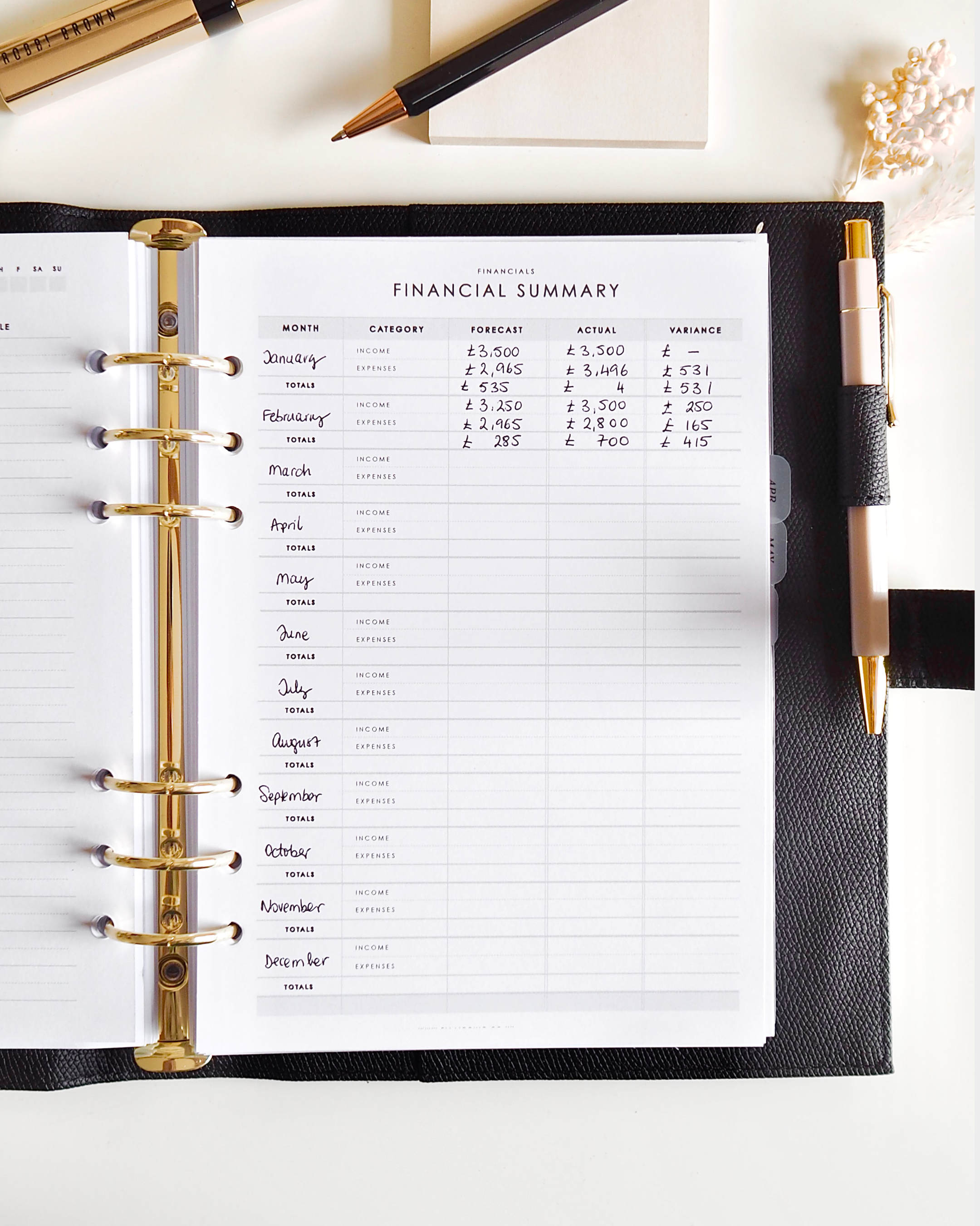Income vs. Expenses Financial Summary A5 Planner Insert – ellaiconic®
