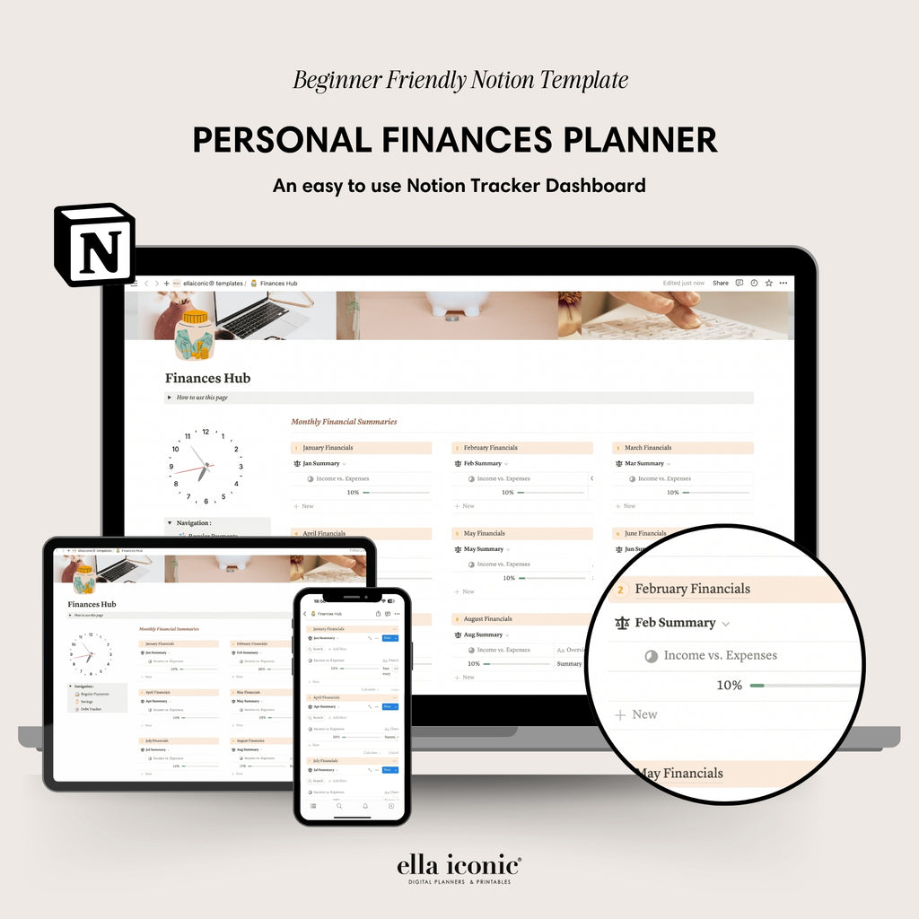 Notion Budget Planner Template for Beginners to Notion | ellaiconic®