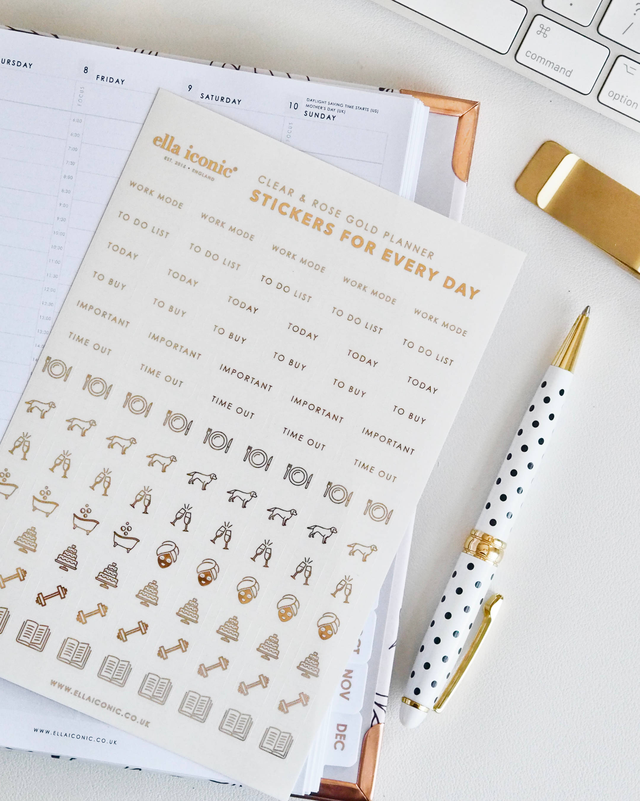 95 Mini Icon Rose Gold Planner Stickers • ellaiconic®