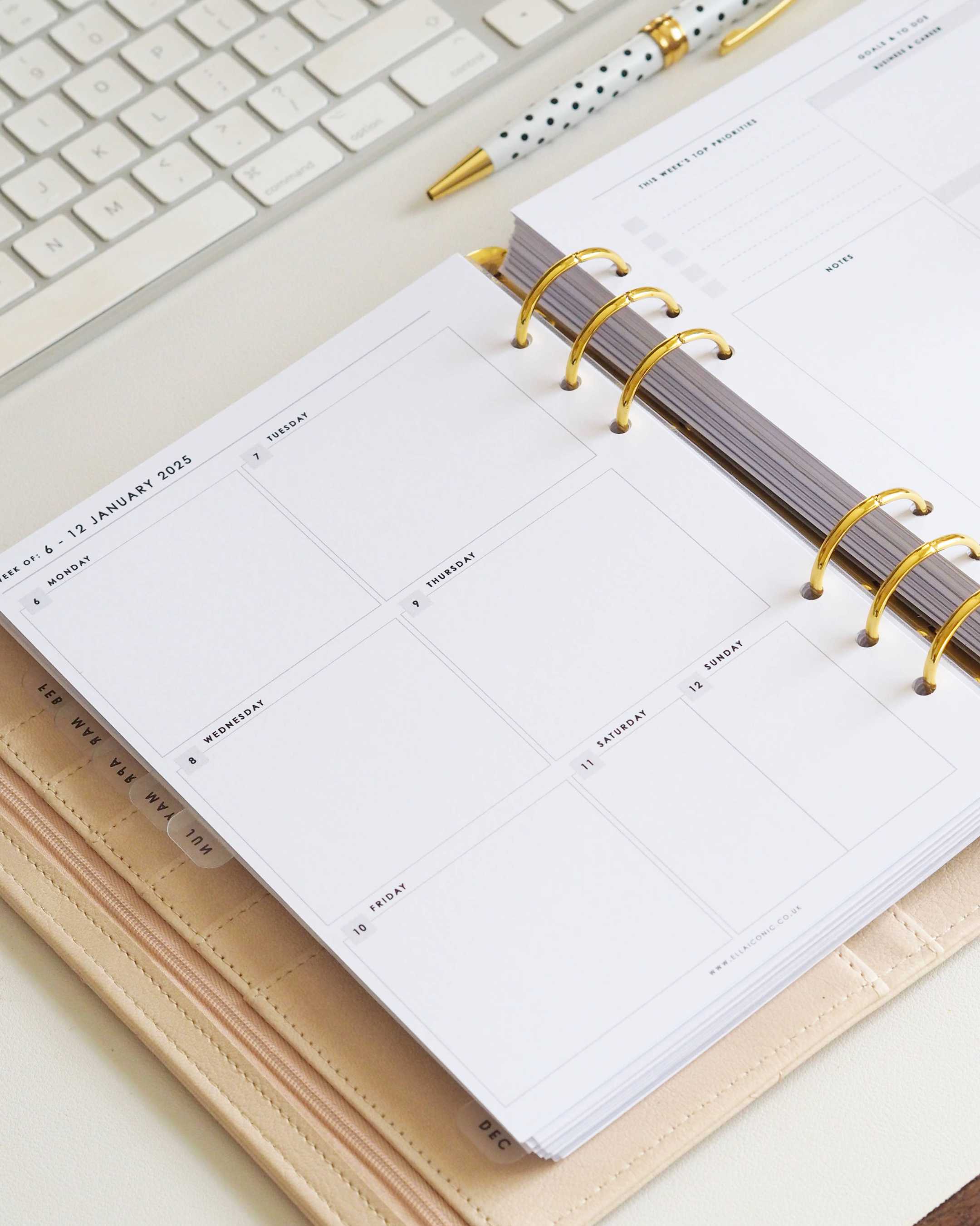 2026 Weekly Life Planner Inserts for A5 Ring Binders, Agendas – ellaiconic®